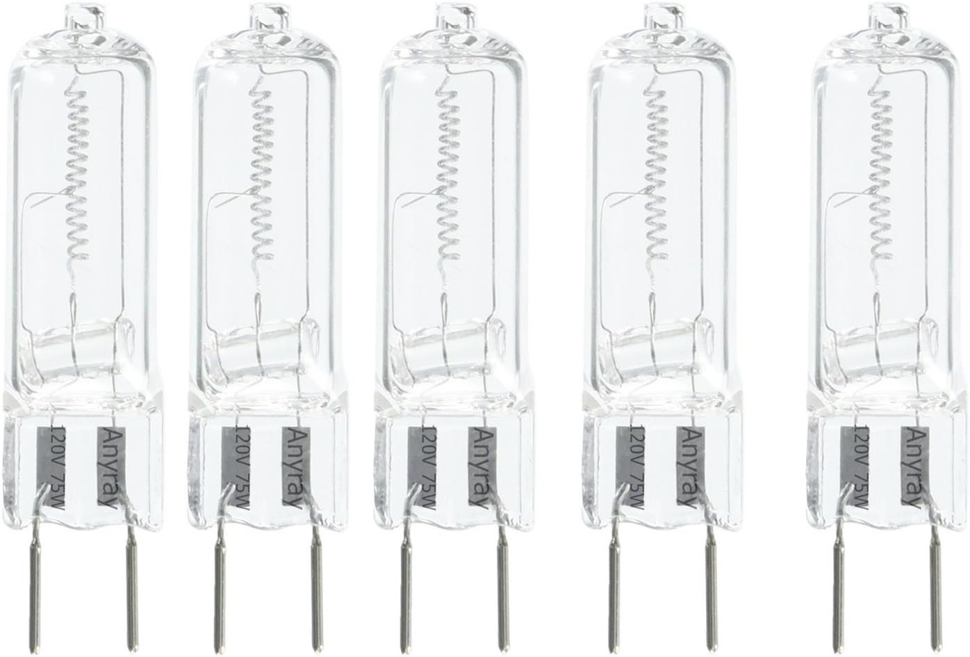 Anyray 5-lamps G8 120V 75W 75 Watt Halogen Light Bulbs G8 Base - Amazon.com