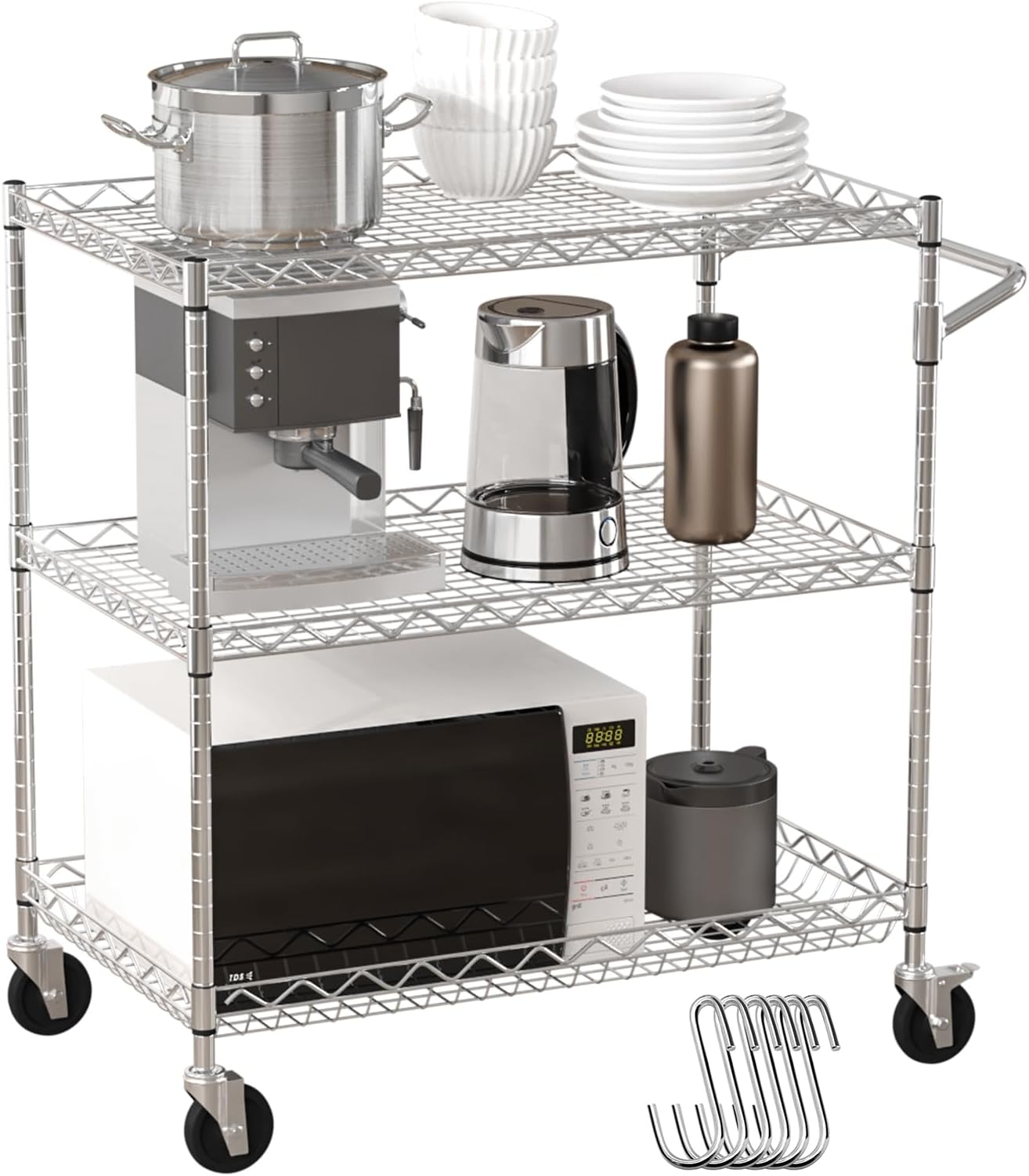 Amazon.com: Amazon Basics Portable Kitchen Storage Rack on Caster ...
