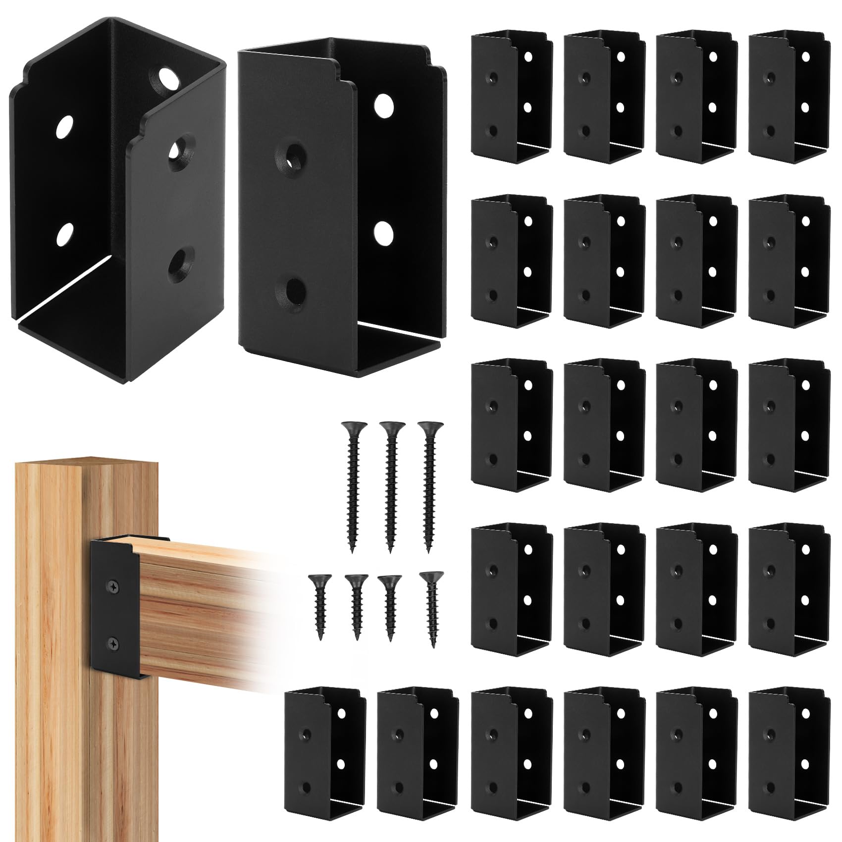 24PCS Deck Railing Brackets Connectors 2"x4" for Stair Fence Railings ...