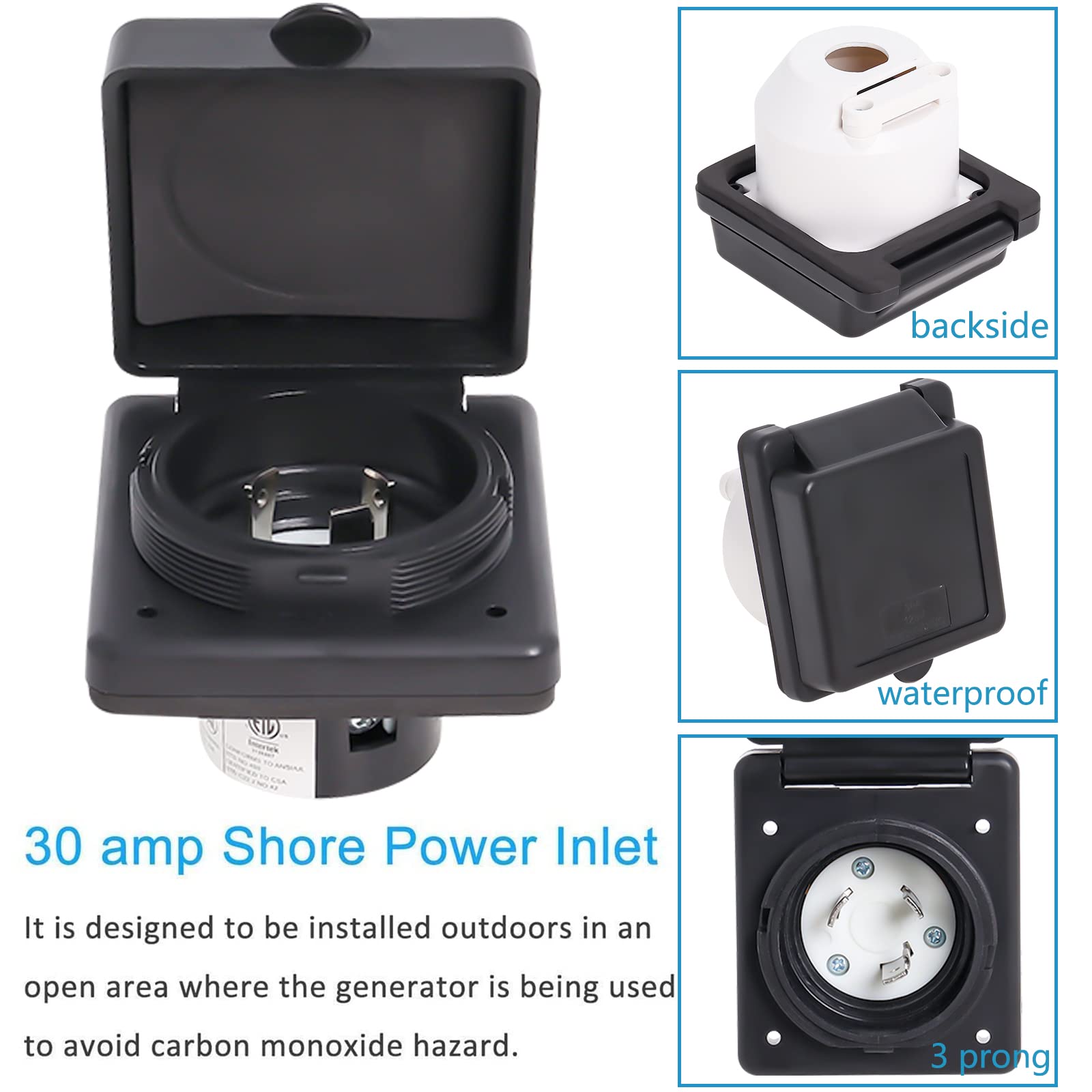 Snapklik.com : Podoy 30 AMP RV Shore Power Inlet Plug Kit, Female Twist ...