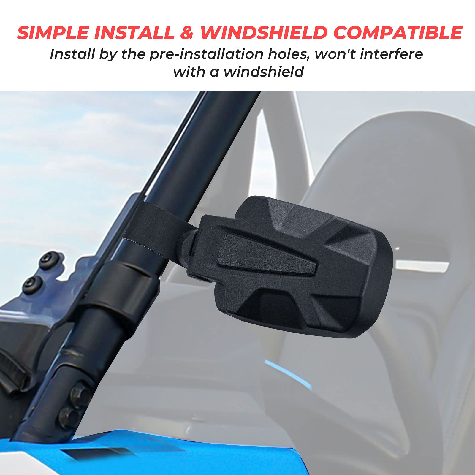 KEMIMOTO UTV Side Mirrors, Adjustable Surface Folding Aluminum Special