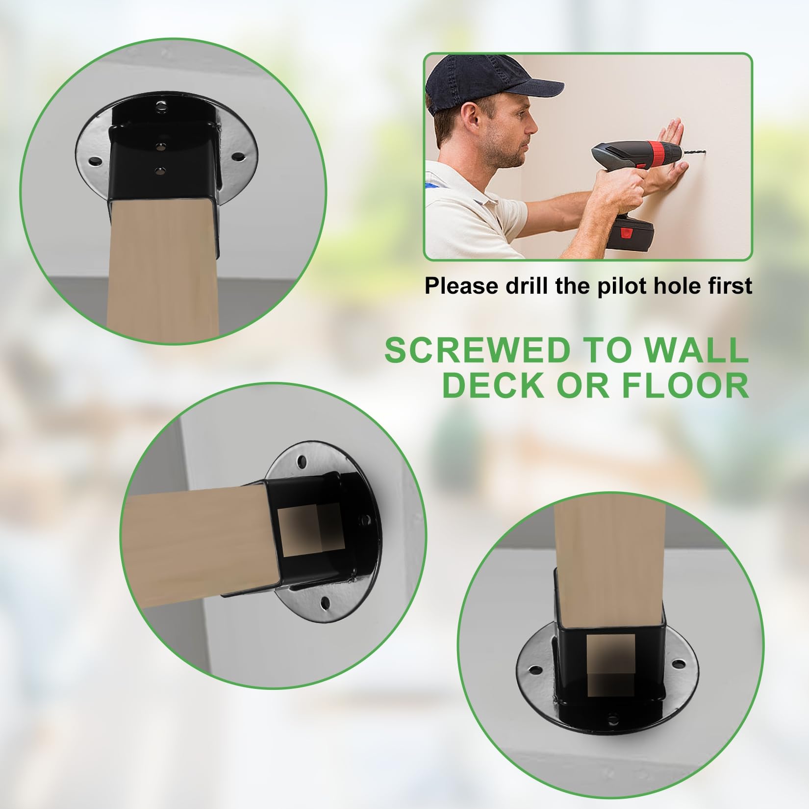 Snapklik.com : 2pcs Floor Flange Post Base, 50x50 Mm Post Anchor Heavy ...