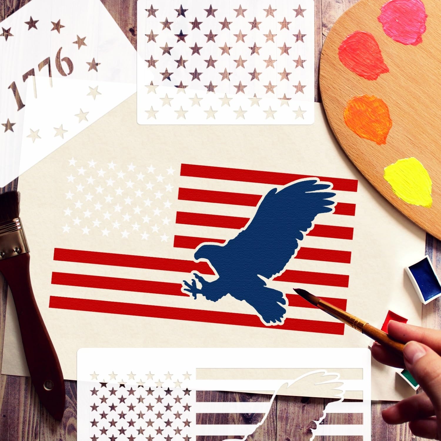 Snapklik.com : American Flag Stencil, 50 Star Stencils 13 Stars 1776 ...