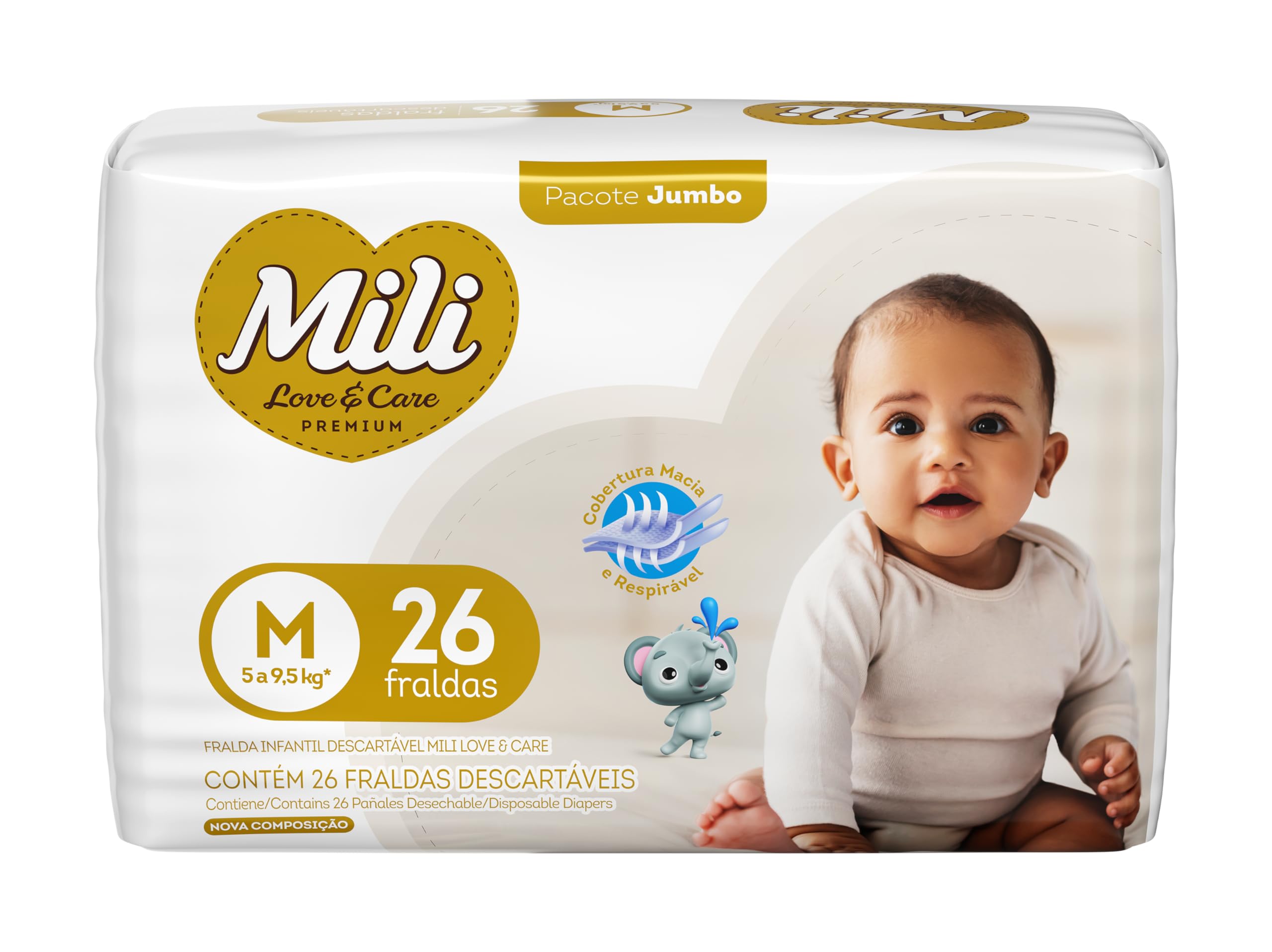 Mili Fralda Love & Care 1X26 Unidades Jumbo Tamanho M | Amazon.com.br