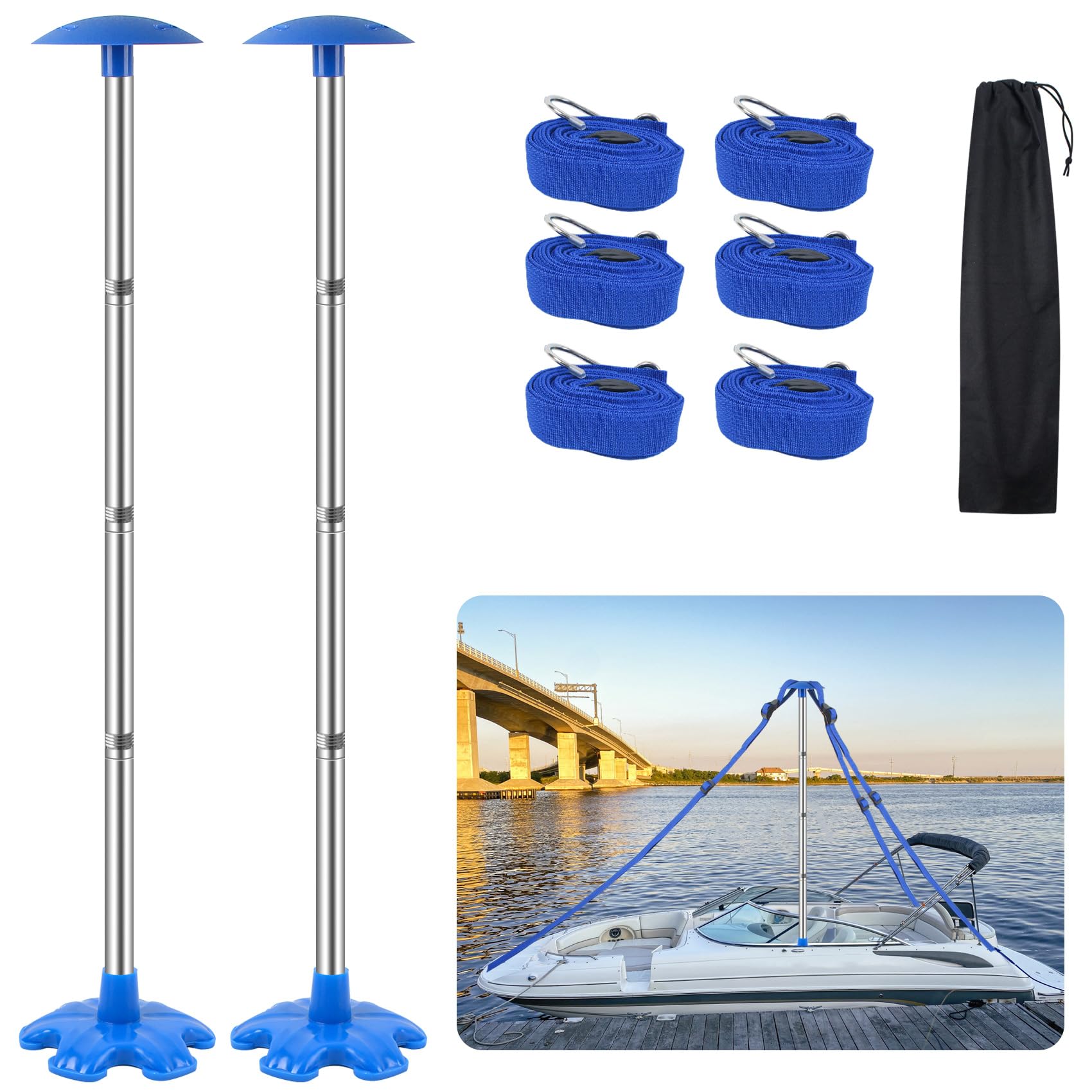 Amazon.com: 2 Pack Boat Cover Support Poles with Heavy Anti-Slip Rubber ...