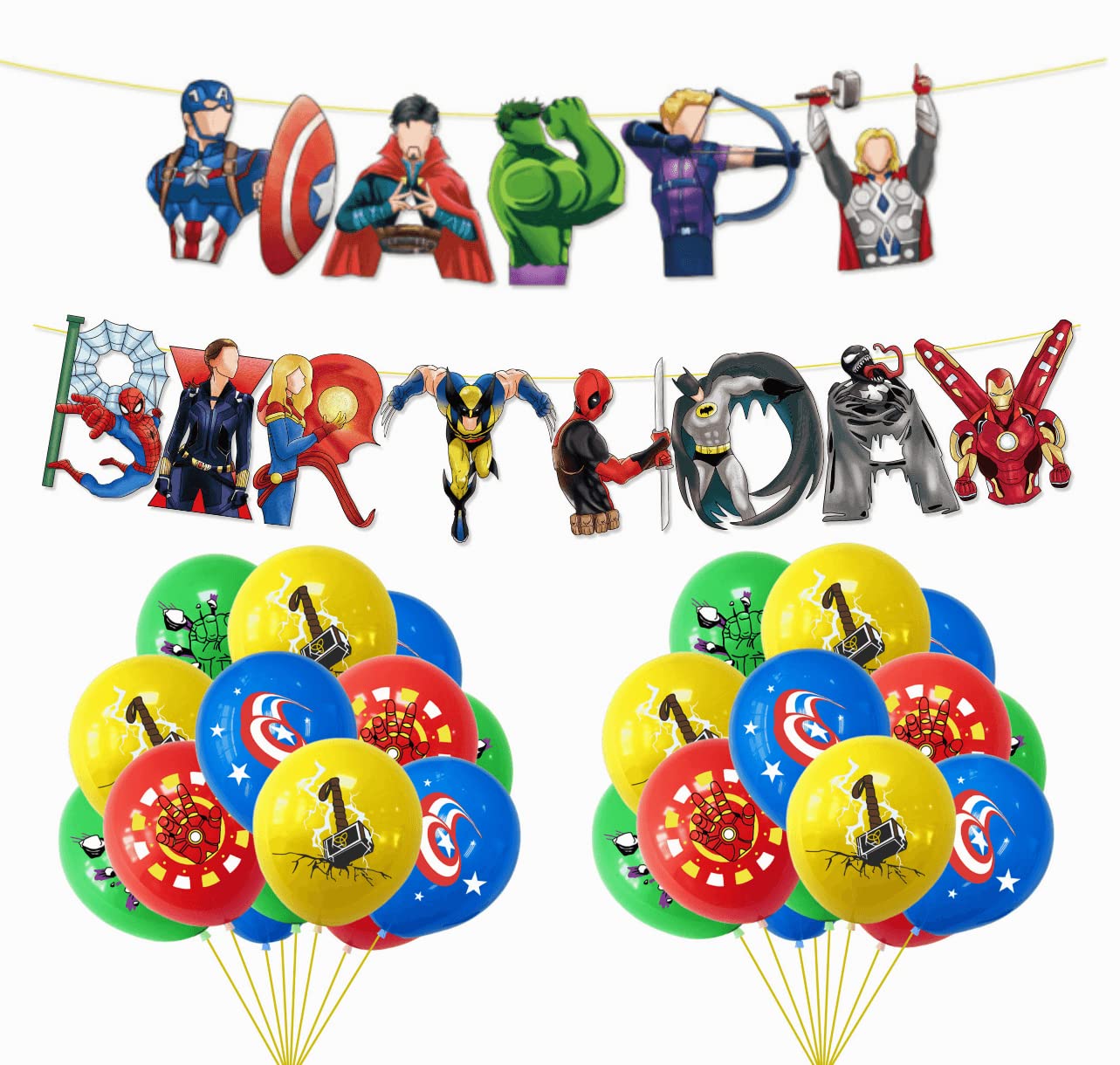 Norinoya Super Heroes Birthday Party Decorations Set Including Banner ...