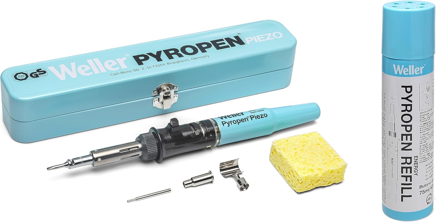 Weller T0051605999 Pyropen Piezo Butane Gas Soldering Iron Set, Butane ...