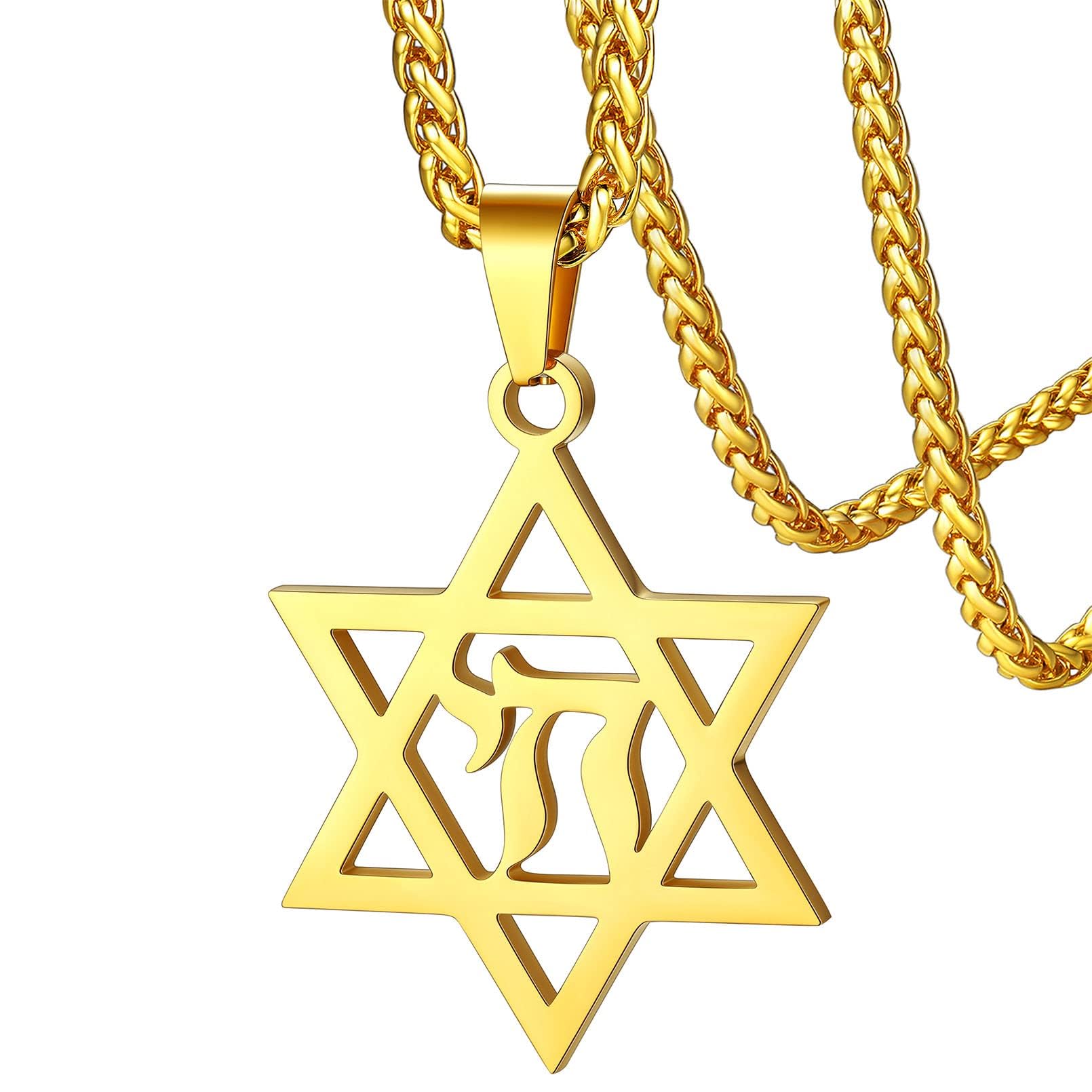Snapklik.com : Gold Jewish Star Pendant Necklace For Female Classic ...