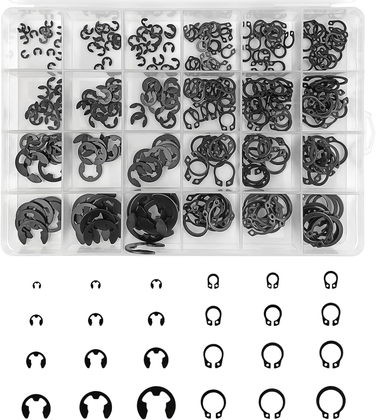 Amazon.com: 860PCS Retaining Rings Assortment Kit - 24 Sizes Metal C ...