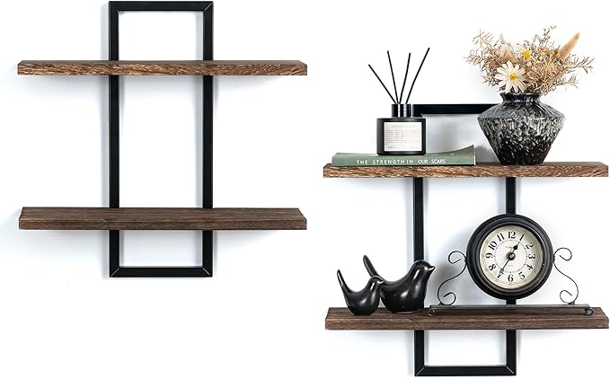 Amazon.com: Walasis Decorative Floating Shelves for Bedroom: 2-Tier ...
