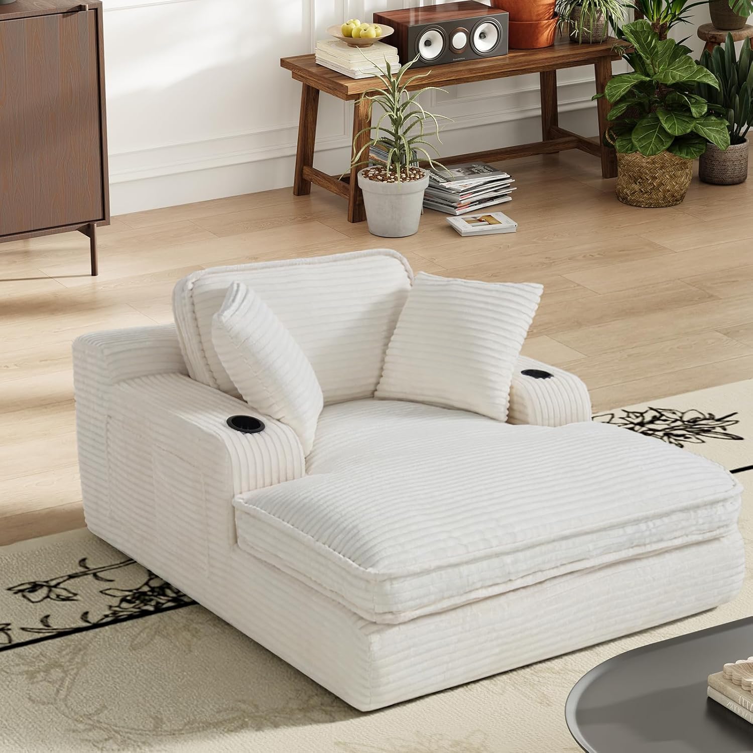 Amazon.com: MALOL 67" Chaise Lounge Chair Indoor, Cozy Oversized Fluffy ...
