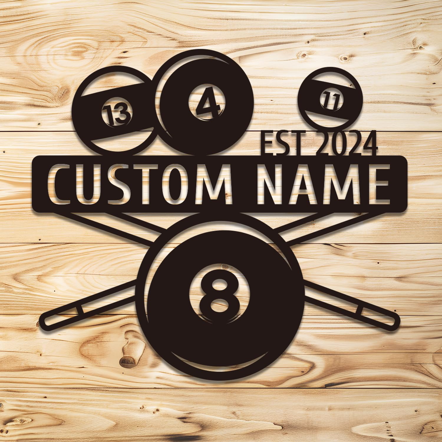 Amazon.com: Personalized Custom Billiards Metal Wall Art, Personalized ...