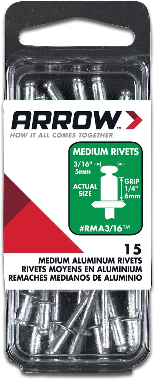 Amazon.com: Arrow Fastener RMA3/16 Medium Aluminum 3/16-Inch Rivets, 18 ...