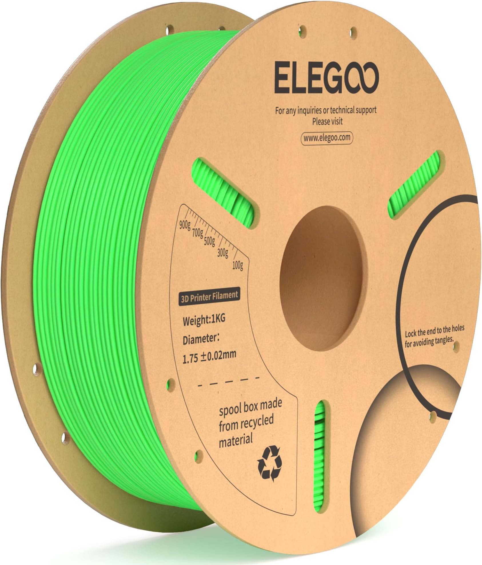 ELEGOO PLA+ Filament 1.75mm Neon Green 1KG, PLA Plus 3D Printer ...