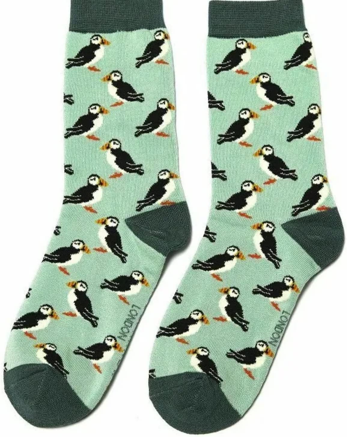 MISS SPARROW Womens Puffin Socks Super Soft Breathable Bamboo Mix Mint Green 1Pair Size 4 to 7 ...