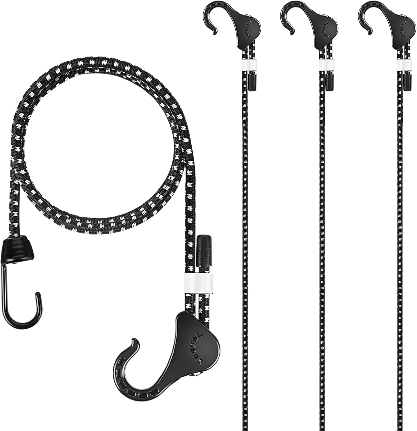 Joneaz Bungee Cords with Hooks 48 inch Adjustable, 4-Piece, Heavy Duty ...