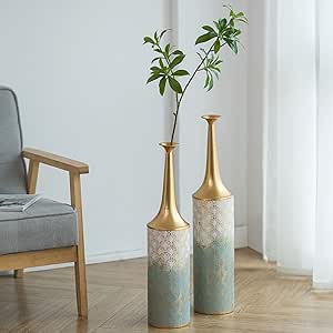 Sziqiqi Extra Large Floor Vases - 66/60cm Vintage Tall Metal Narrow ...