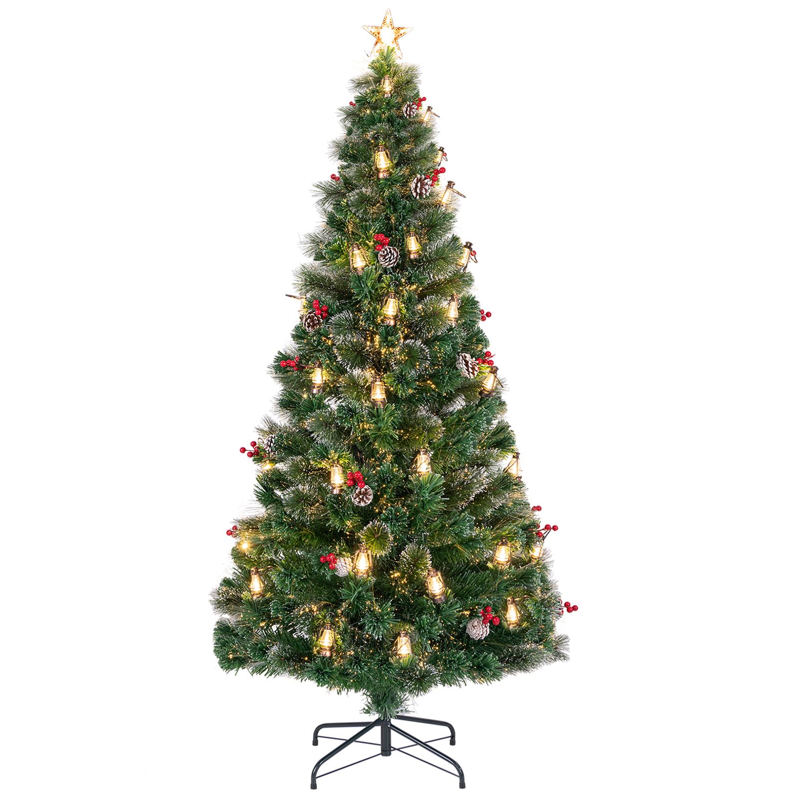 Amazon.com: Goplus 7ft Pre-Lit Fiber Optic Christmas Tree, Artificial ...
