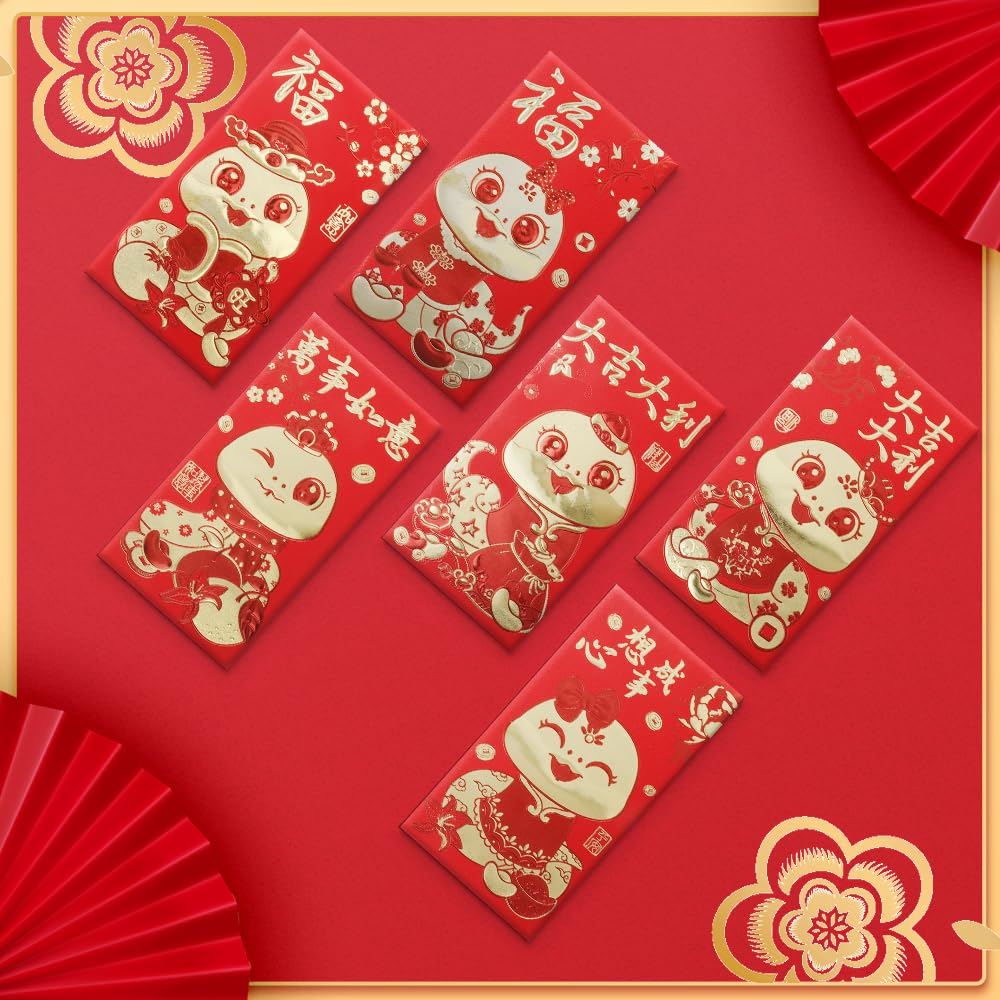 Snapklik.com : Red Snake 2025, 36 Pcs Cute Chinese New Year Envelopes ...