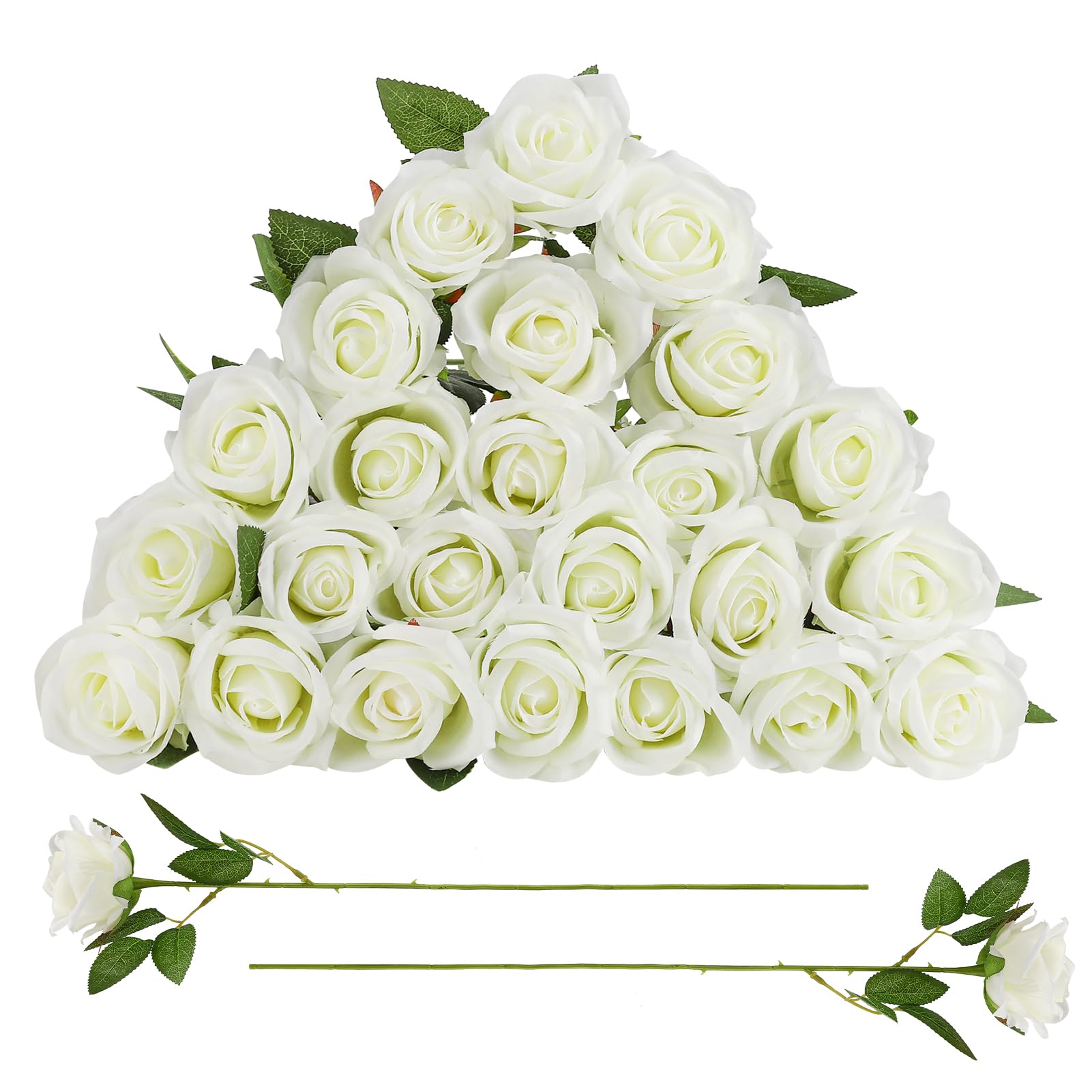 Amazon.com: ZhouBoat 24 Pcs White Color Rose Artificial Flowers with ...
