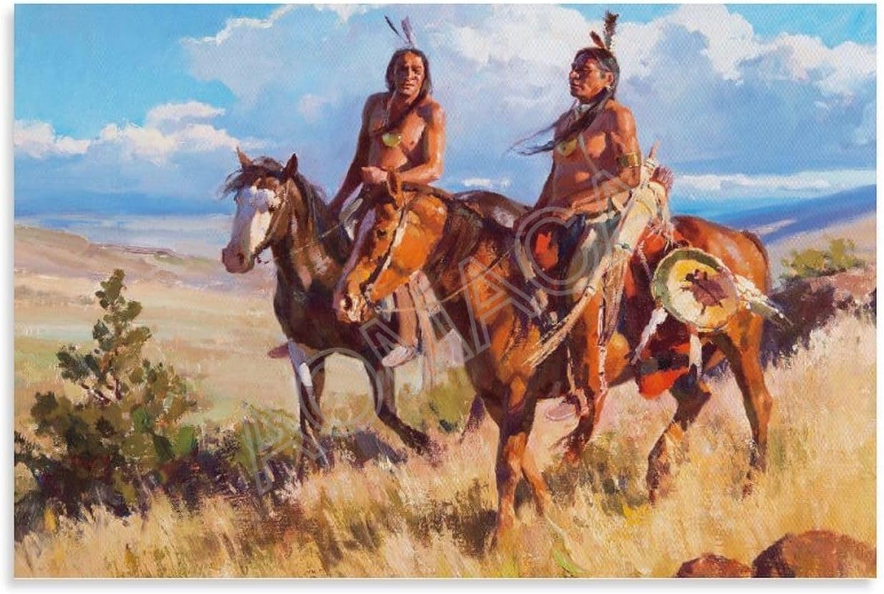 Amazon.com: Native American Indian Warrior on Horseback Classical ...