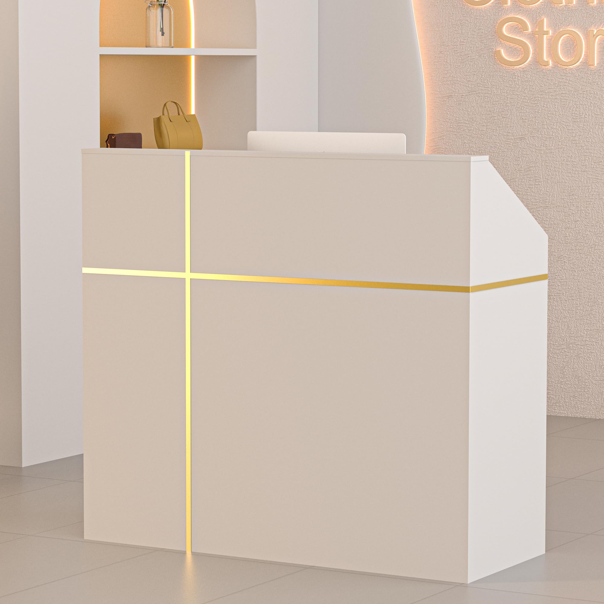 Amazon.com: AHB Reception Desk with Counter, Modern Front Table ...