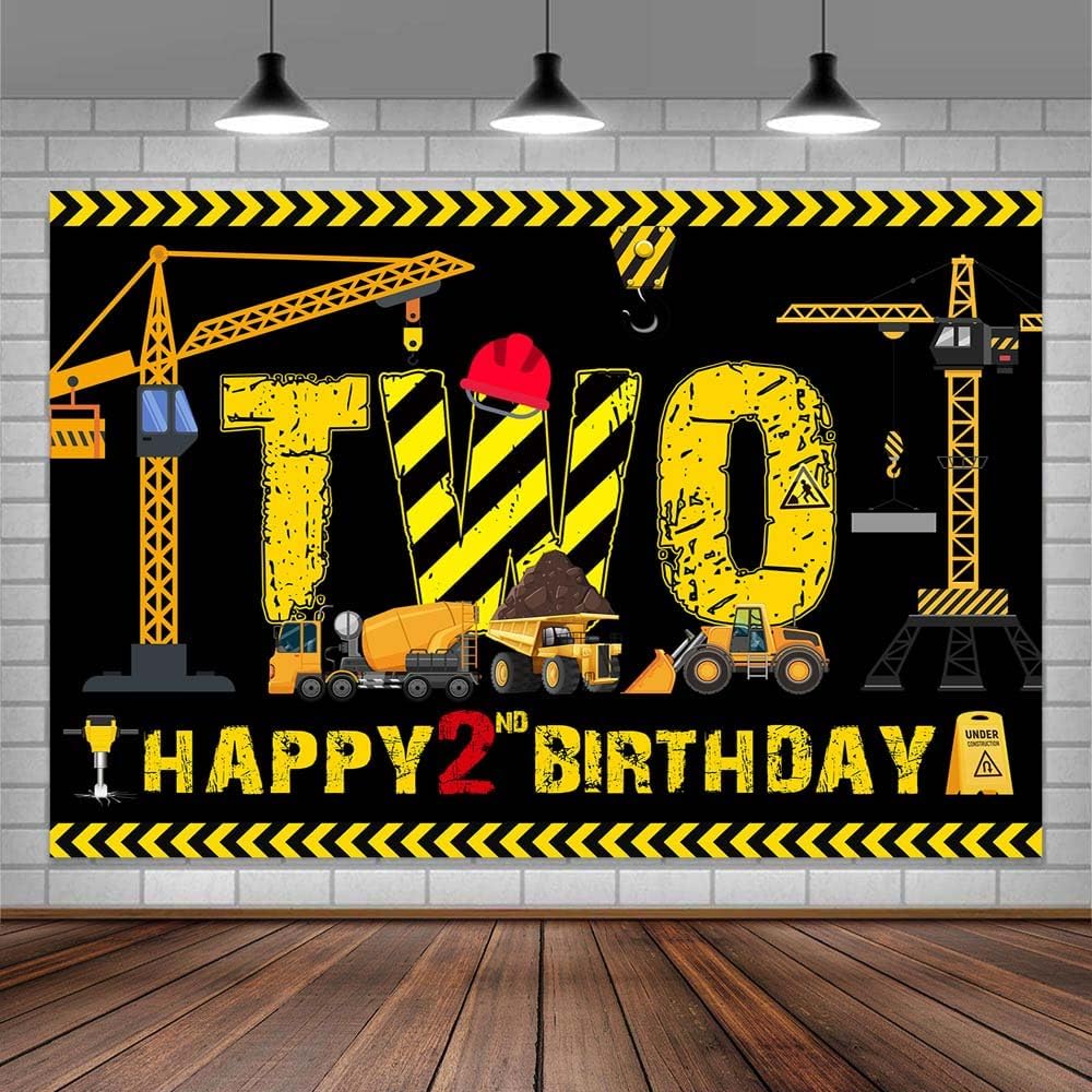 Amazon.com : Construction 2nd Birthday Banner Decorations for Boys ...