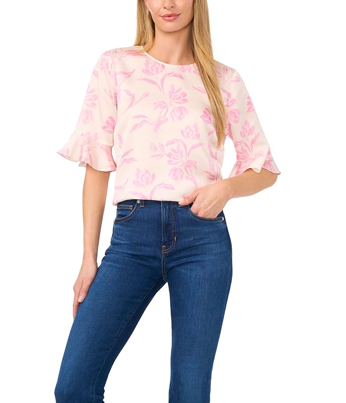 Women's CeCe 3/4 Sleeve Ruffle Cuff Crew Neck Top | Zappos.com