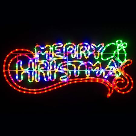 CHRISTOW Merry Christmas Light Up Sign, Energy Efficient LED Outdoor ...