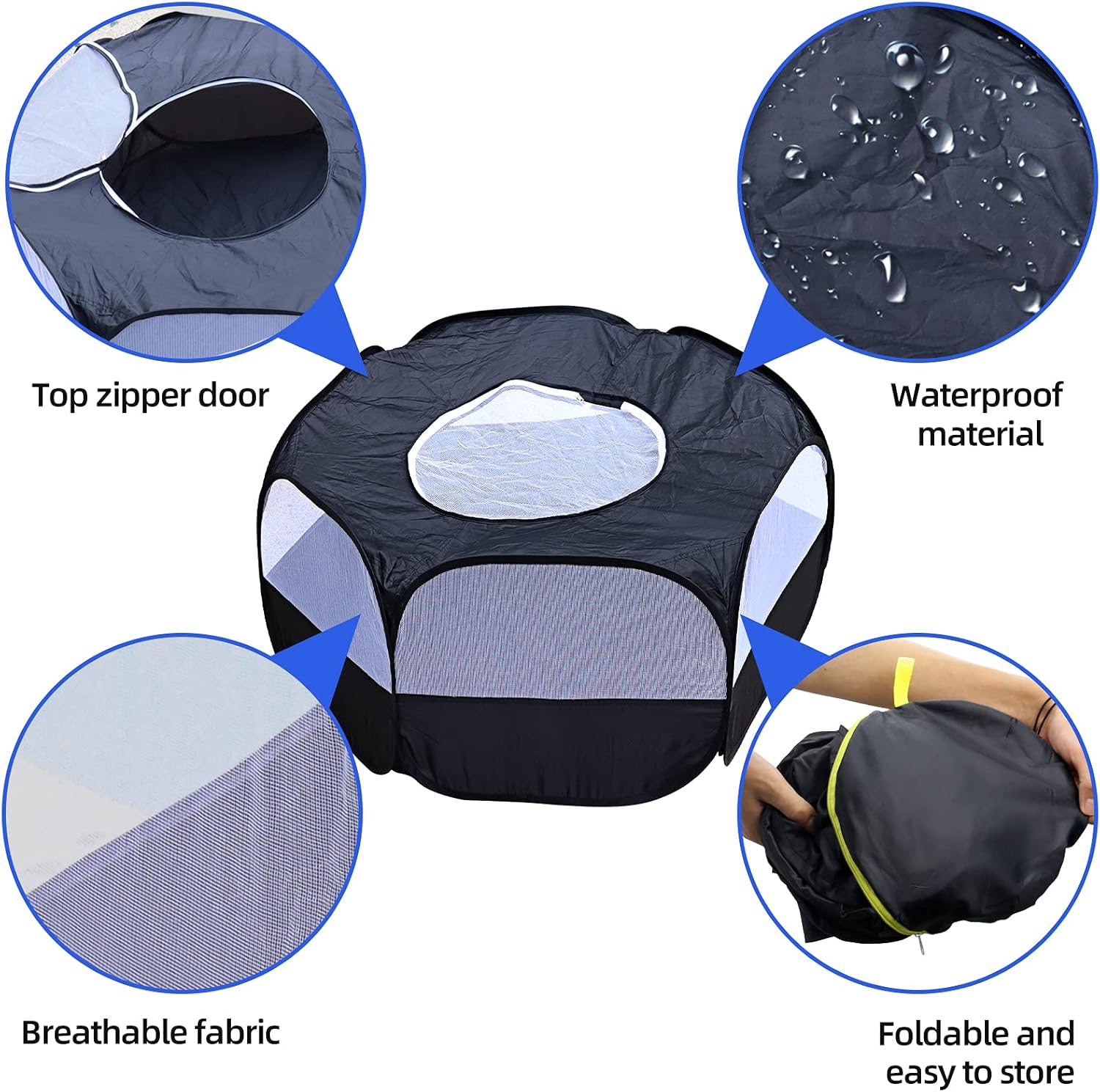 Nanaborn Hamster Playpen with Roof- Pop Up Foldable Playpen with Mesh ...