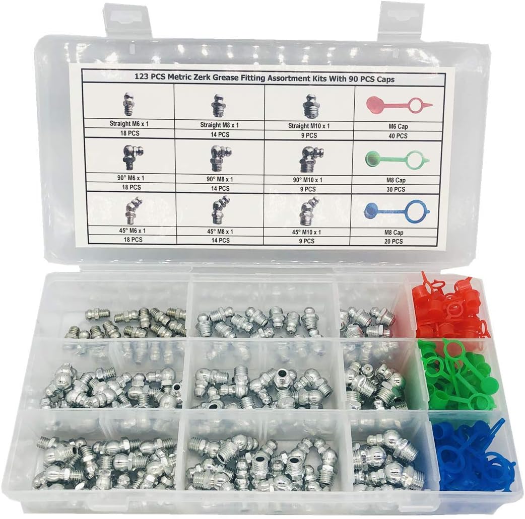 Amazon.com: 123 pcs MM Metric Hydraulic Steel Zerk Grease Fitting ...