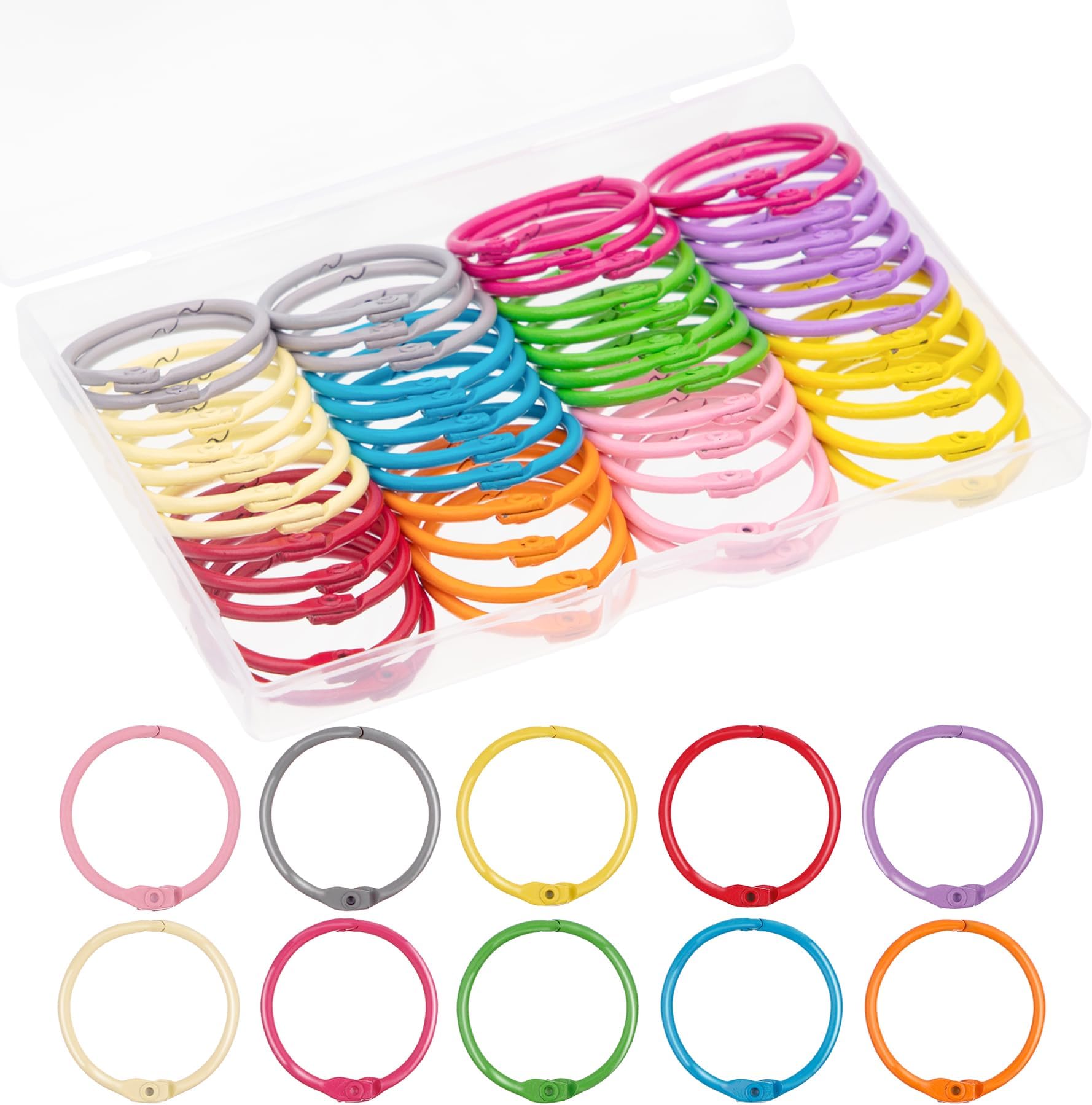 Amazon.com : AKONEGE 1 1/5 Inch (50 Pack) Metallic Binder Rings ...