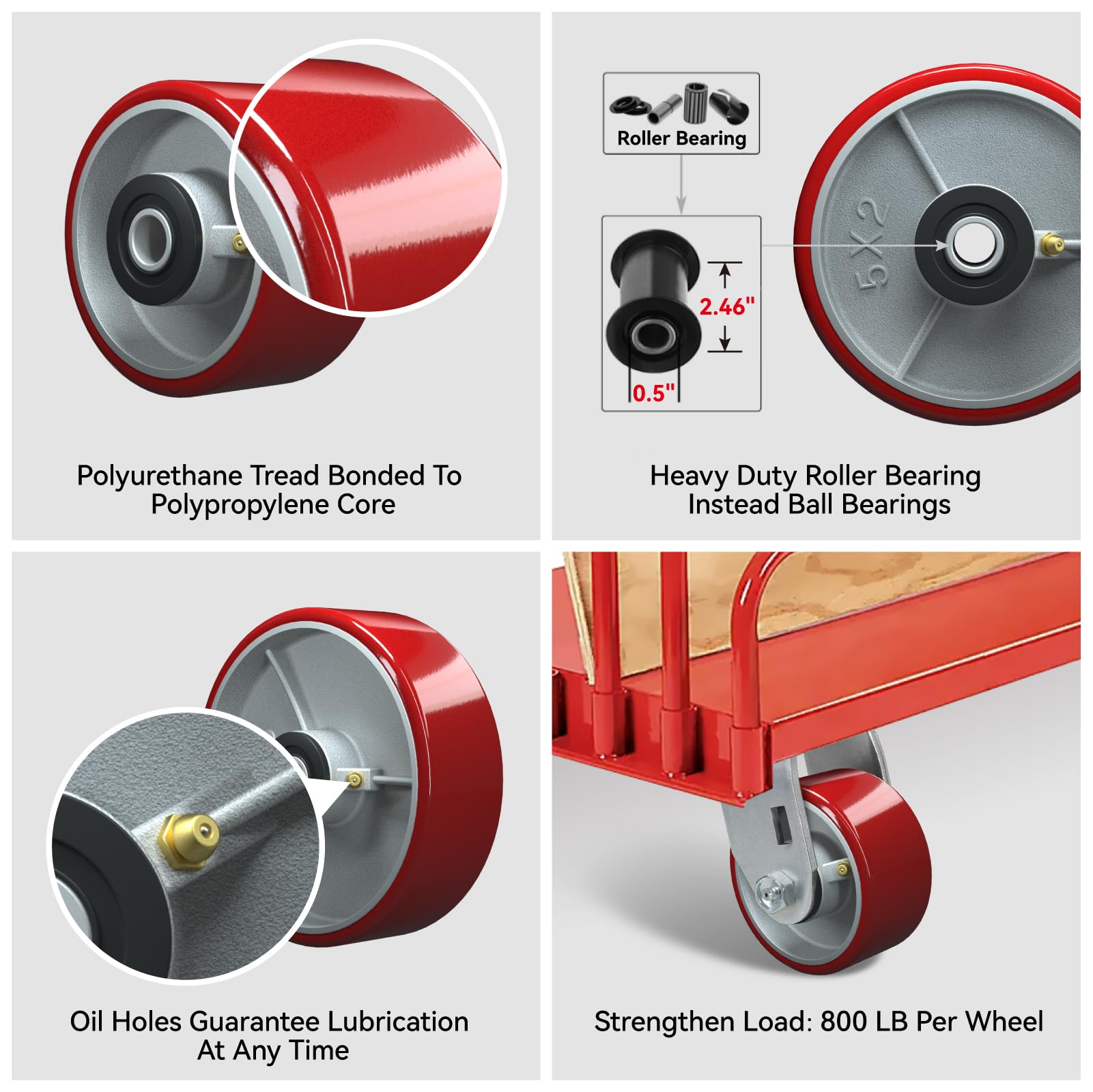 Snapklik.com : LONGRUNFORU 5 Inch Caster Wheels Heavy Duty ...
