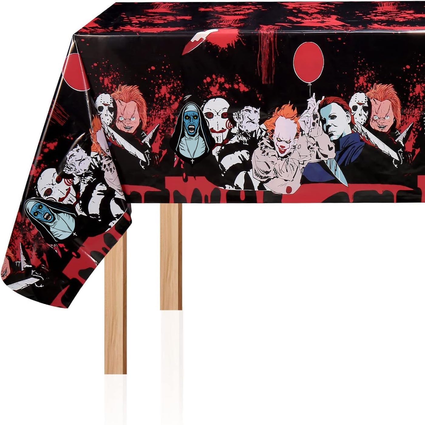 4 pack of 3 PCs Horror Movie CharacterTablecloth for Scary Halloween ...