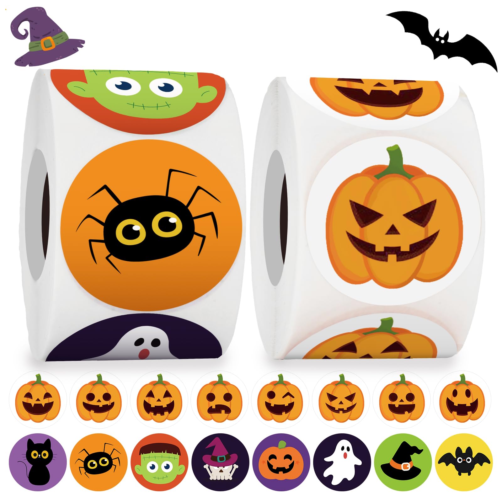 Snapklik.com : 1000Pcs Halloween Stickers For Kid - 1.5 Cute Happy ...