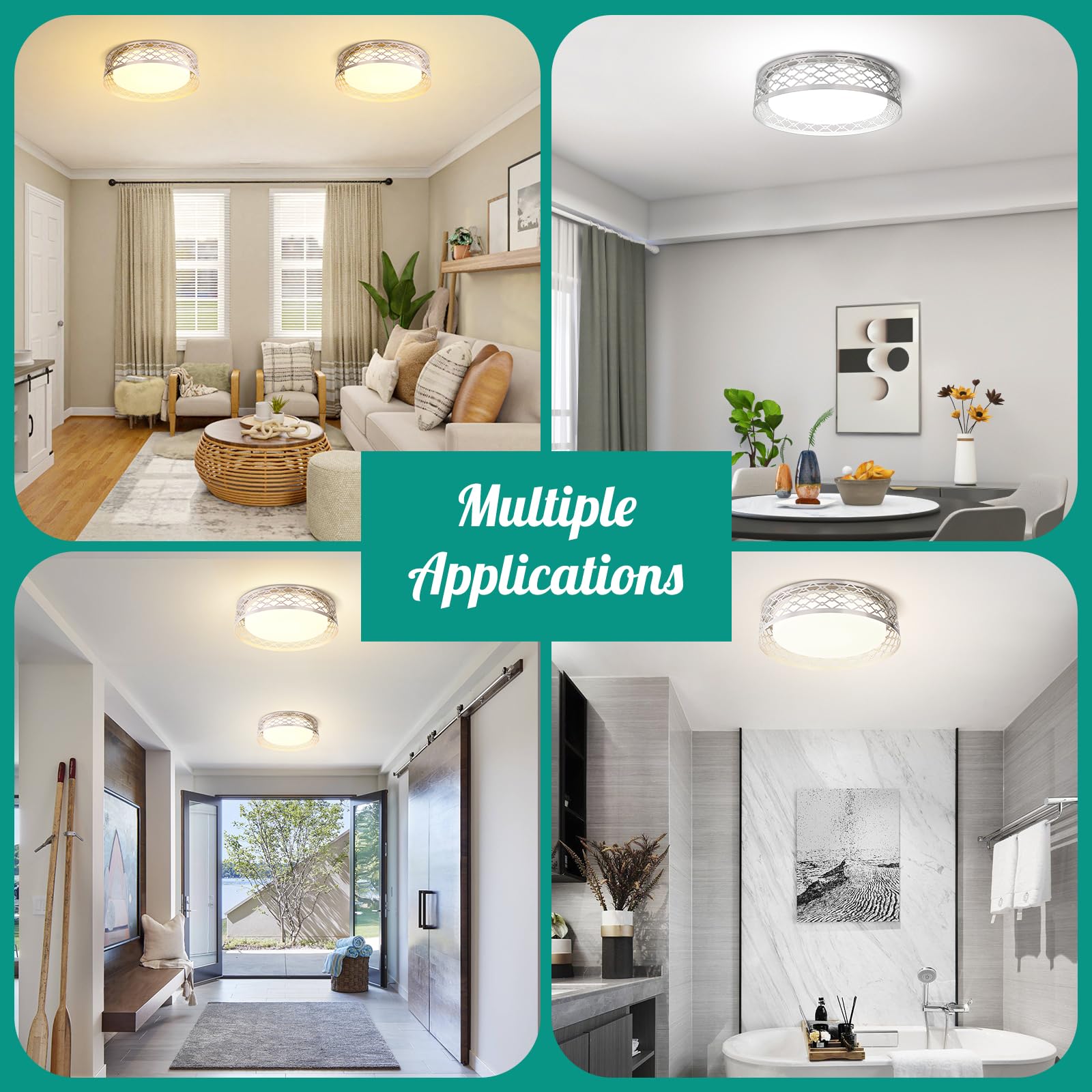 TOBUSA 5CCT Dimmable LED Ceiling Lights 36W, 13in 3200lm Super Bright ...