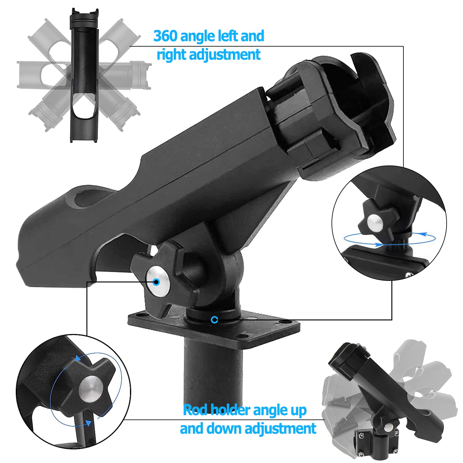 Snapklik.com : LBW Boat Fishing Rod Holder Clamp On Rod Holder For Rail ...