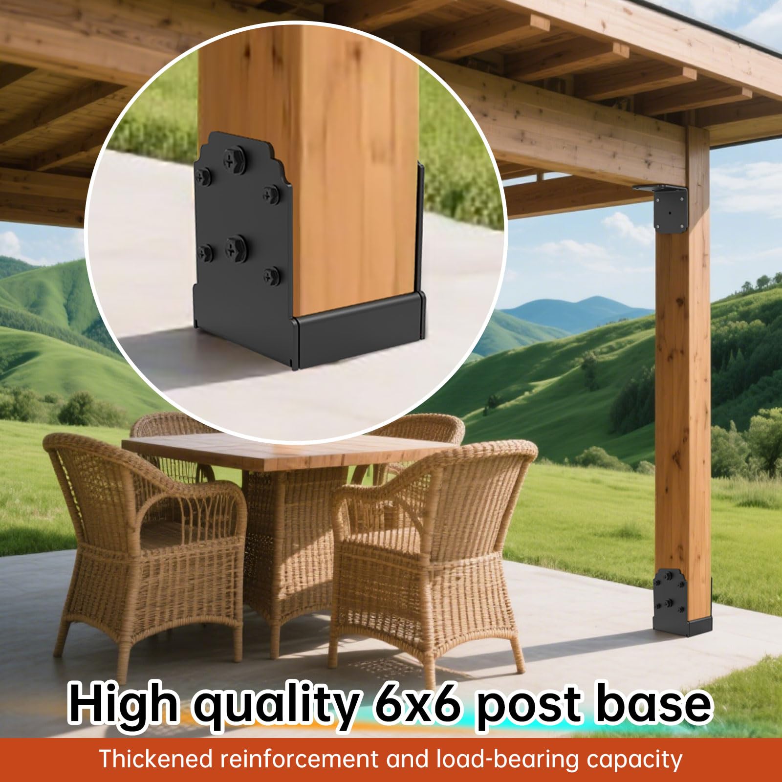Snapklik.com : KOMOHOM 6x6 Post Base For Concrete - Heavy-Duty Pergola ...