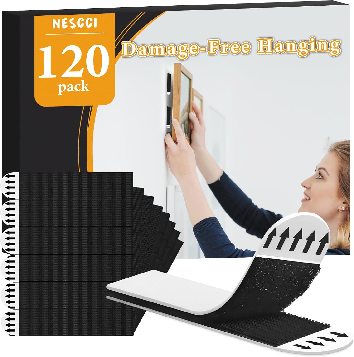 NESCCI Picture Hanging Strips,Picture Hanger Kit,Removable Damage Free ...