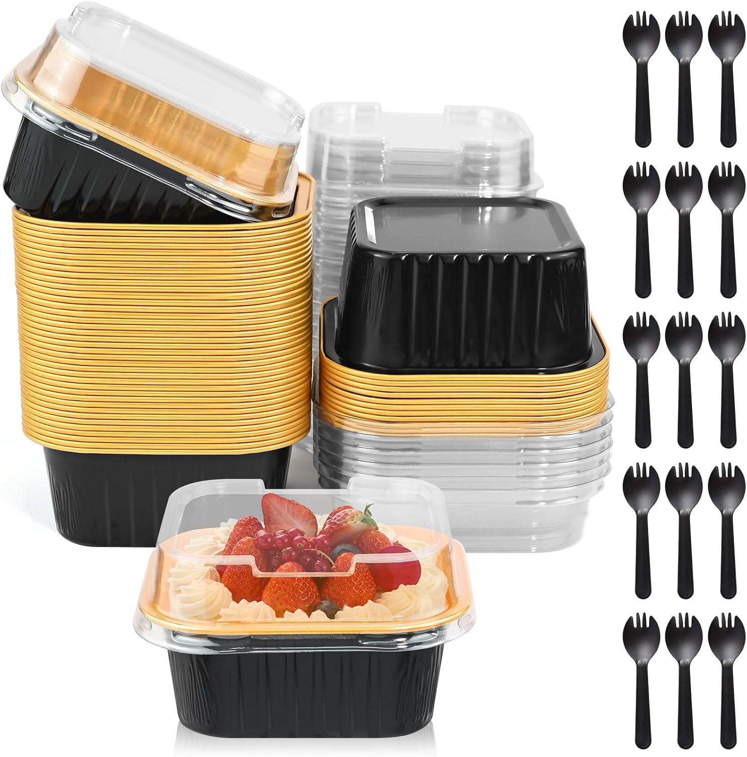 150PCS/50 Sets Mini Loaf Cake Cases, 150ML Reusable Loaf Pans with Lids ...