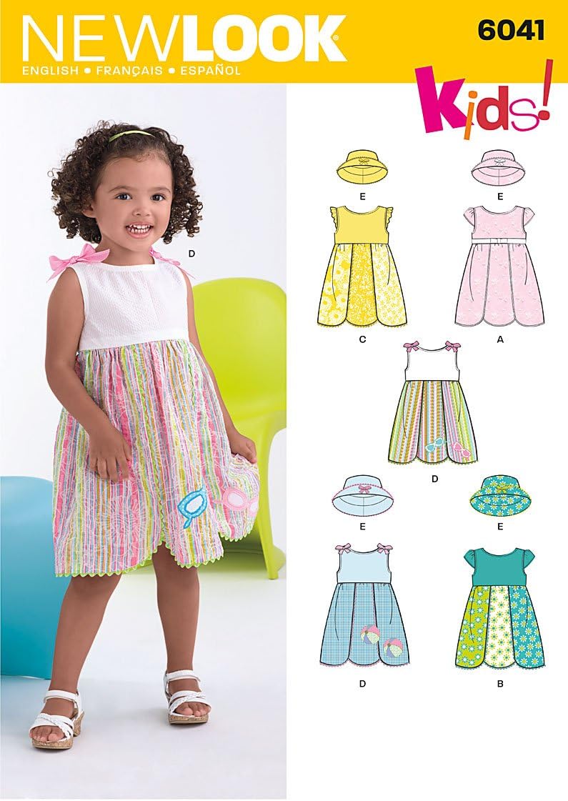 New Look Sewing Pattern 6041: Toddler's Dresses and Hat Size A (1/2-1-2 ...