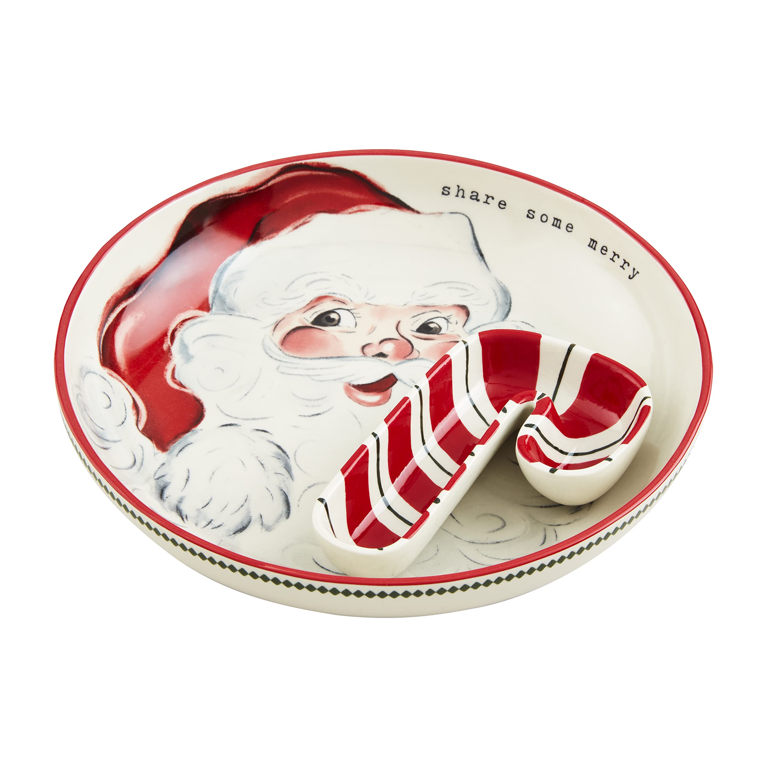 Amazon.com | Mud Pie Vintage Santa Set, chip 2 1/4" x 11" dia | dip 6 ...