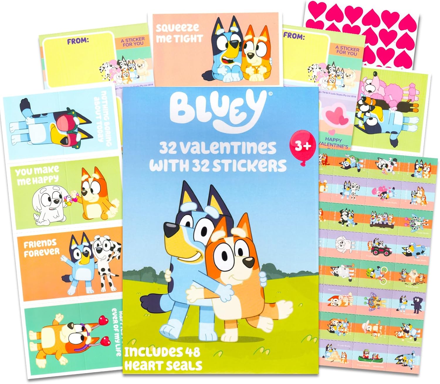 Amazon.com: Bluey Valentines Day Cards Super Set - Bundle Includes 32 ...