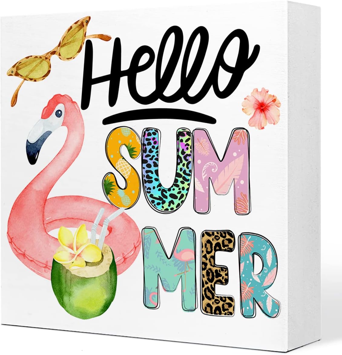 Amazon.com: Funny Summer Decor,Hello Summer Wooden Box,Swimming Pool ...