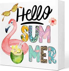 Amazon.com: Funny Summer Decor,Hello Summer Wooden Box,Swimming Pool ...