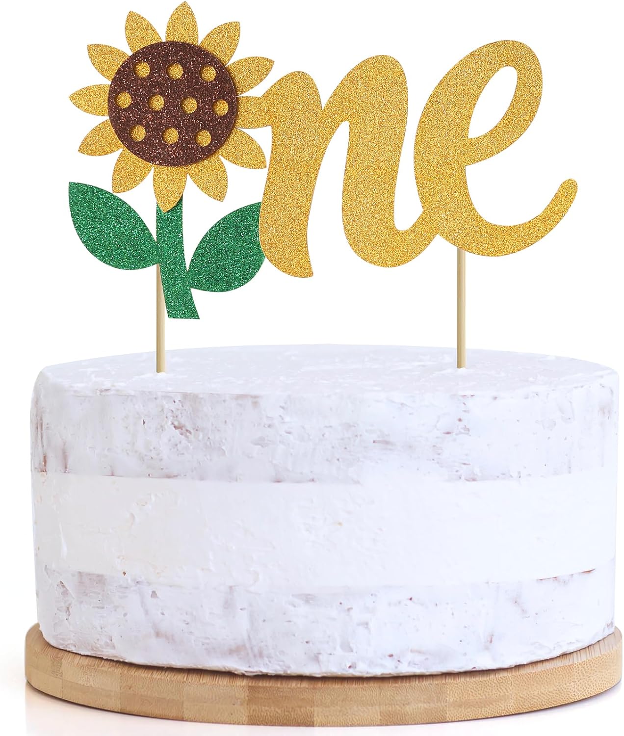 Amazon.com: HIDORI Sunflower One Cake Topper, Glitter Sunflower Themed ...