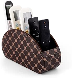 Remote Control Holders Organizer Box with 5 Compartment PU Leather ...