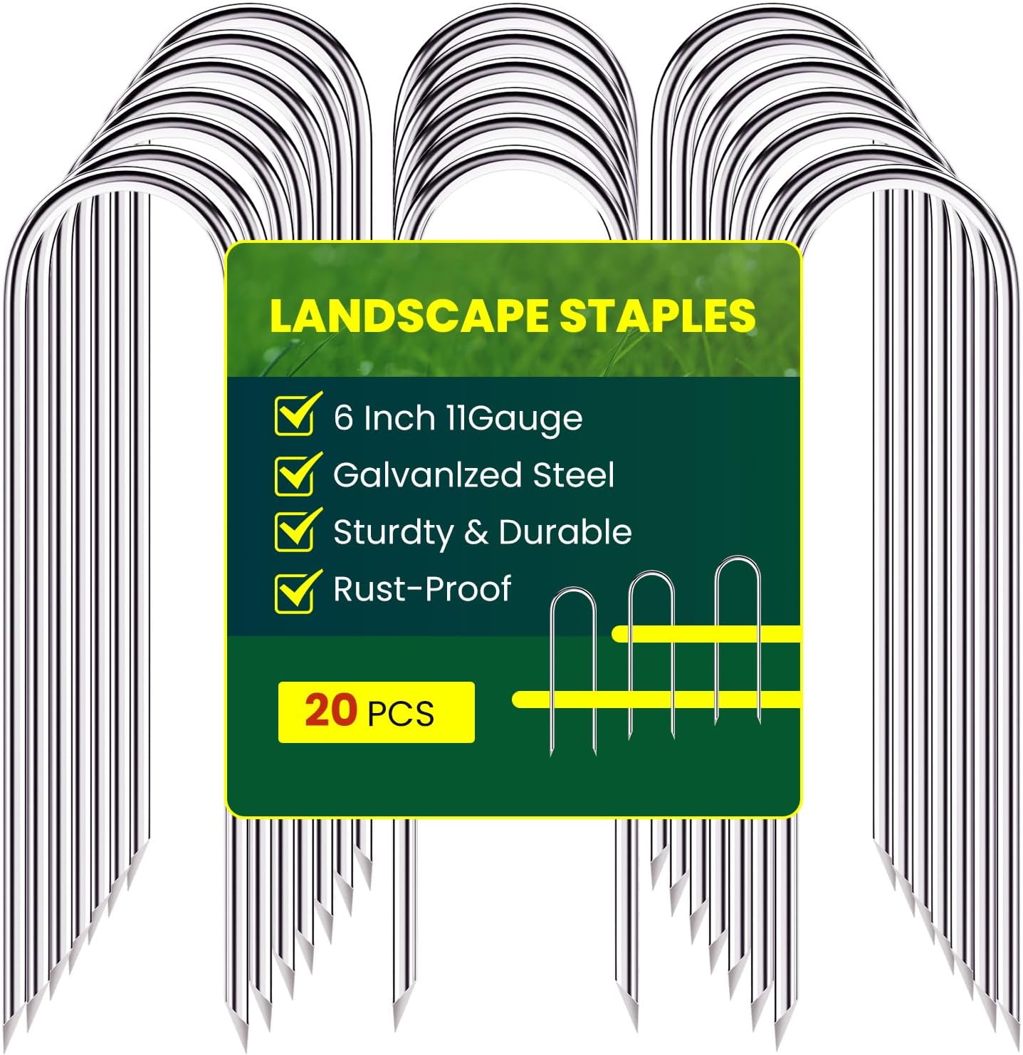 Amazon.com : Galvanized Landscape Staples Plant Cover Stakes 6 Inch 11 ...