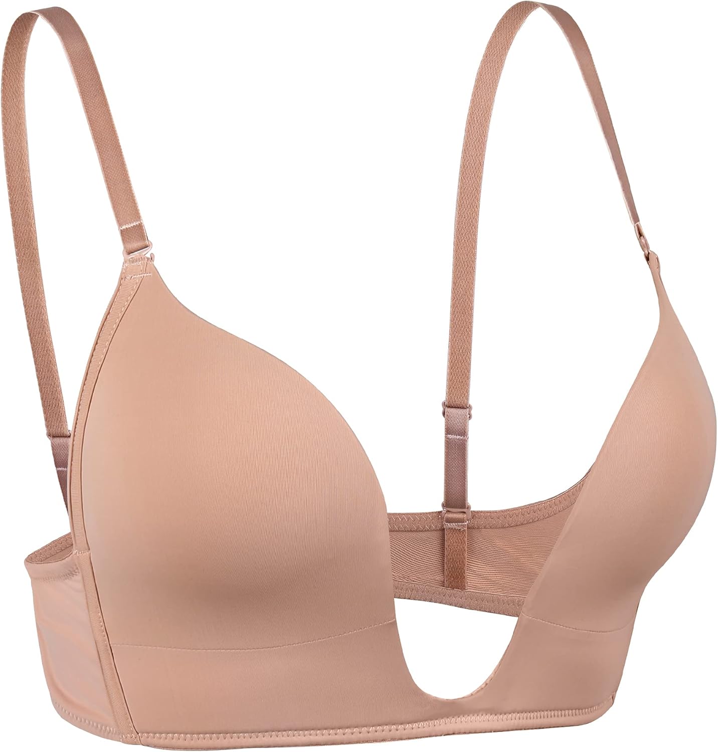 HACI Lightly Lined Comfort Bra Seamless Low Cut Bra(34B, Beige) at ...