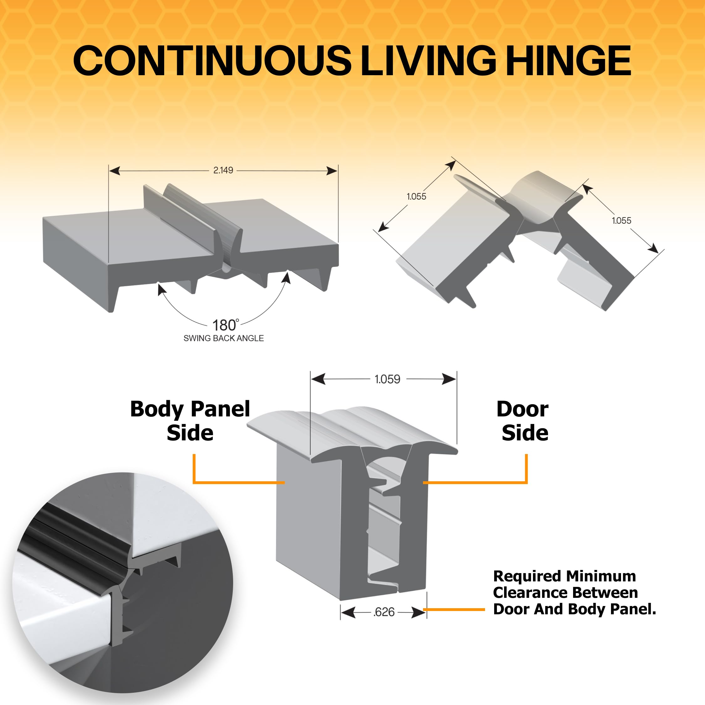 Snapklik.com : Endura-Hinge, 4-Foot Section, Durable PVC Continuous ...